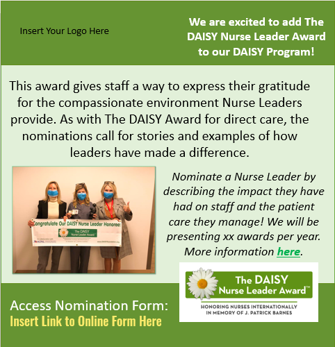 DAISY Nurse Leader Award Announcement & Reminder Templates | DAISY ...